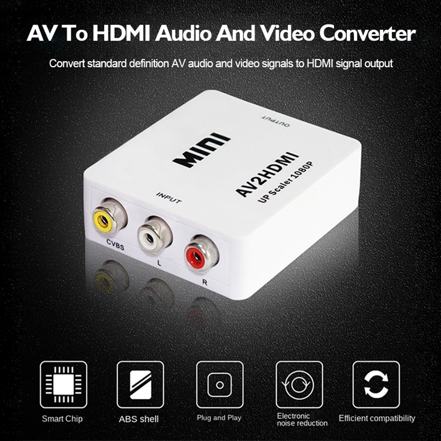 RCA AV To HDMII 1080p Mini AV2HDMI Up Scaler Composite Cvbs Video Audio ...