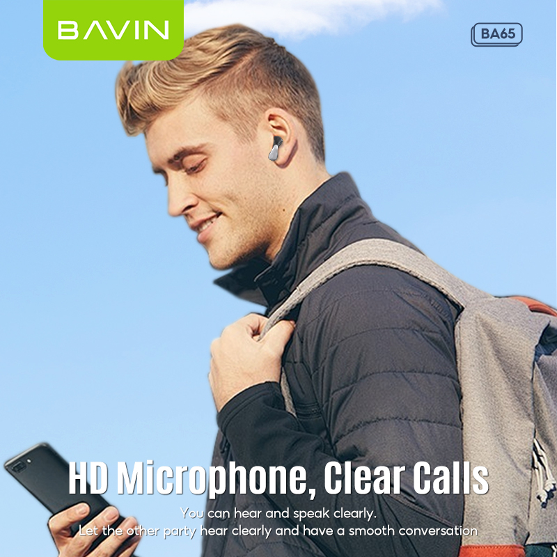 BAVIN BA65 Wireless Bluetooth Earphone Hi-Fi Audio Sounds Built-In ...