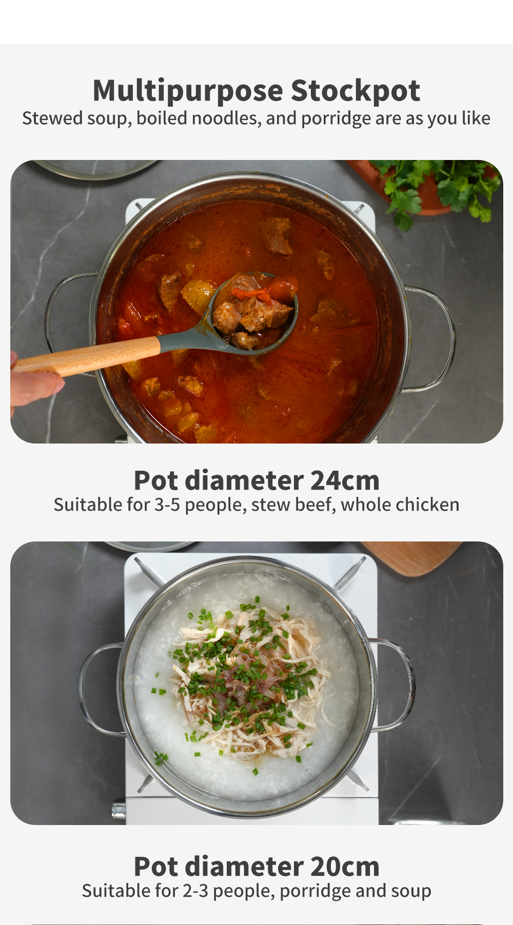 INSSA Cookware Set 304 Stainless Steel Soup Pot 16/20/24cm | Shopee ...