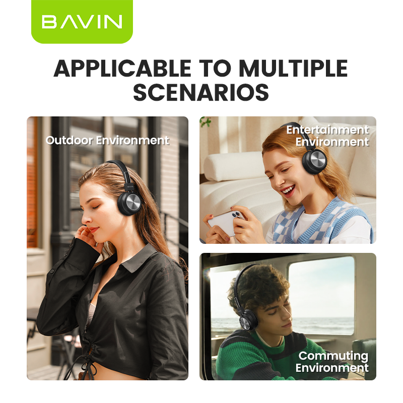 BAVIN BH38 High Bass Bluetooth Wireless Headphone Built-In Microphone ...