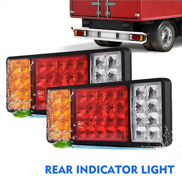 2pcs 12V 24V LED Car Truck Lorry Brake Light Stop Turn Rear Tail ...