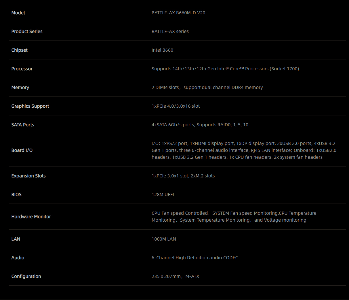 Colorful BATTLE-AX B660M-D V20 Motherboard - Intel B660 (Socket 1700 ...