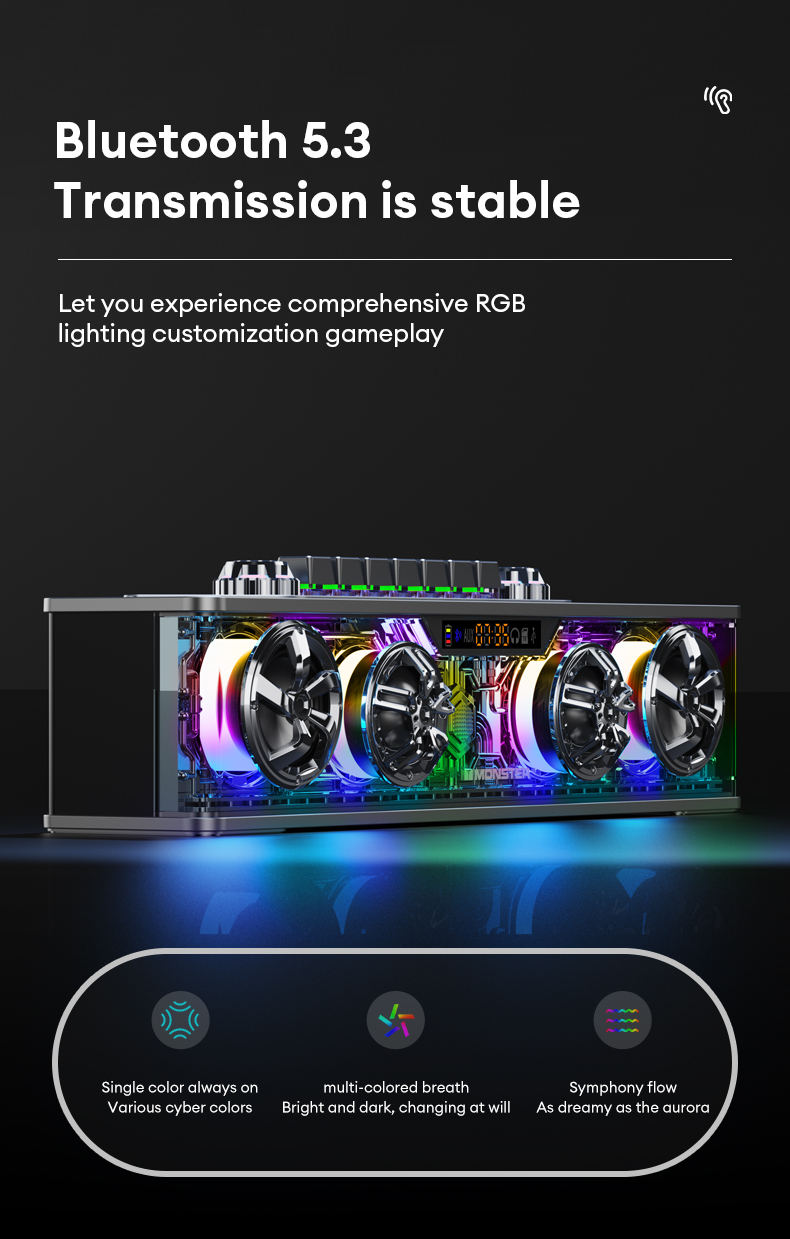 Monster G06 Bluetooth Speaker 4000mAh Aux Audio Cable Heavy Bass Stereo ...