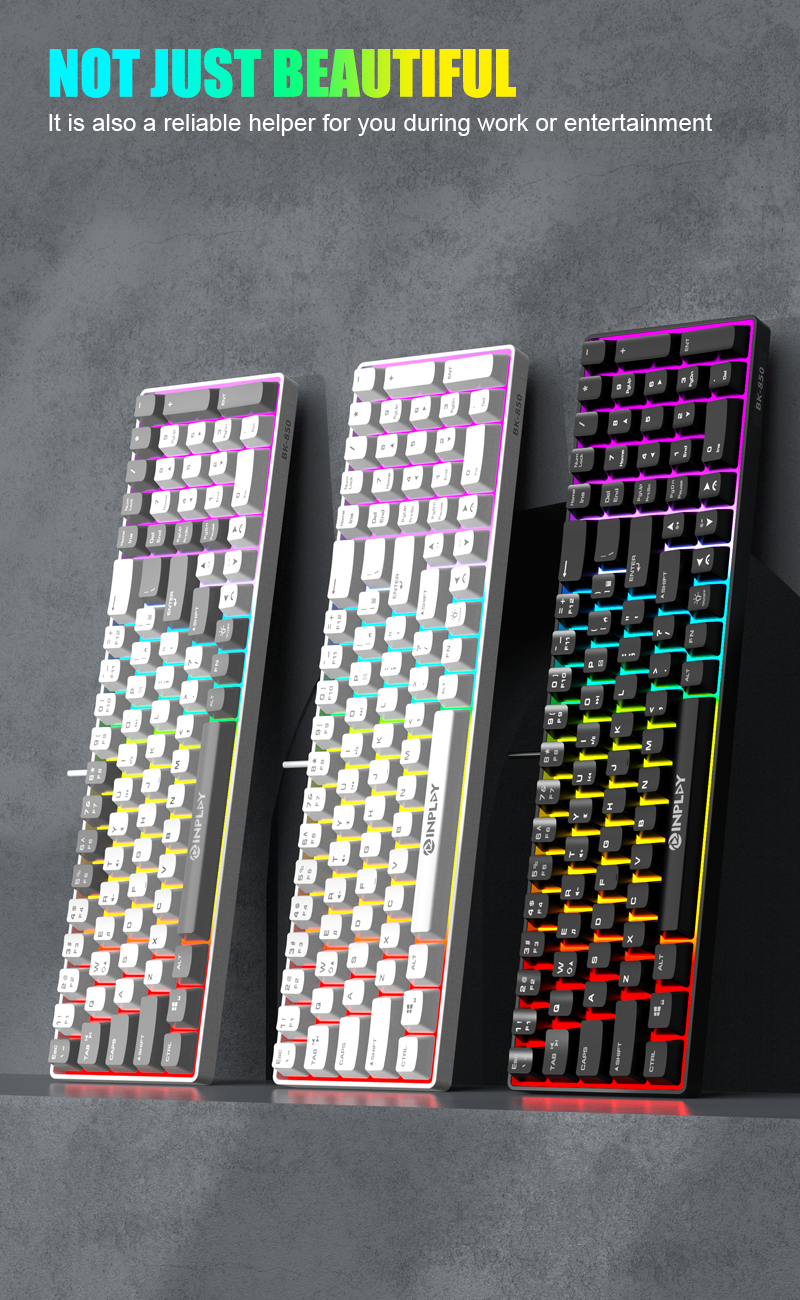Inplay BK850 RGB Membrane Keyboard Rainbow Light Waterproof Smooth ...