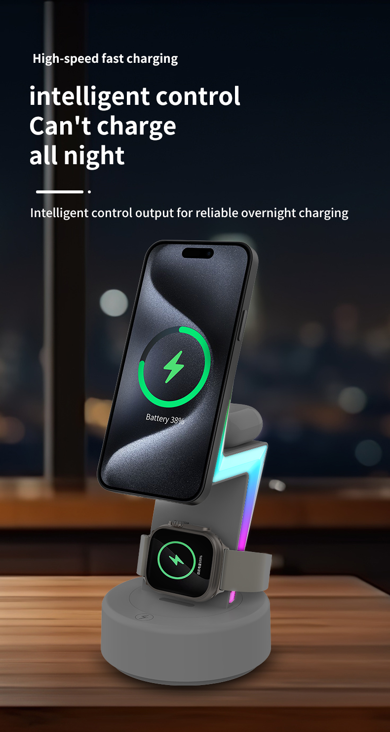 GOOJODOQ Wireless Charger for iphone iWatch airpods Fast PD Charging ...