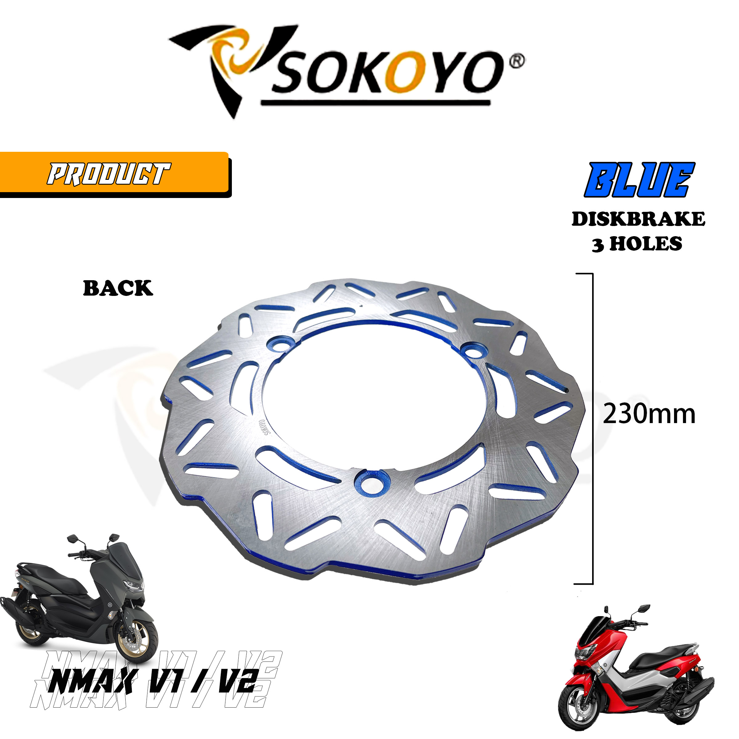 TOP1 PH Rear Lighten Disc Brake 230mm 3 Holes for Yamaha Nmax V1 V2 V2 ...