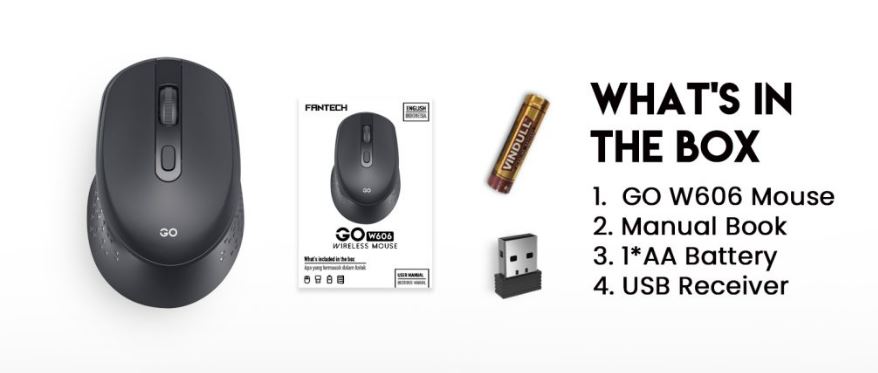 Fantech GO W606 Wireless Office Mouse Plug and Play Connectivity With Ergonomic Grip | Shopee ...