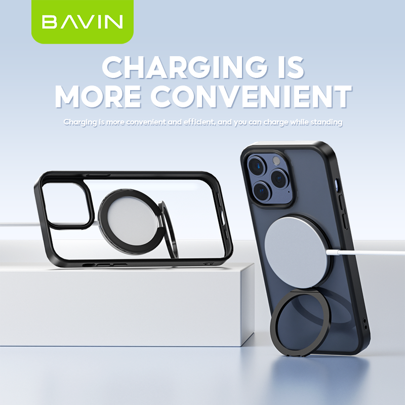 BAVIN YX301 Phone Case Transparent 360 Rotation Magnetic Ring iPh For ...