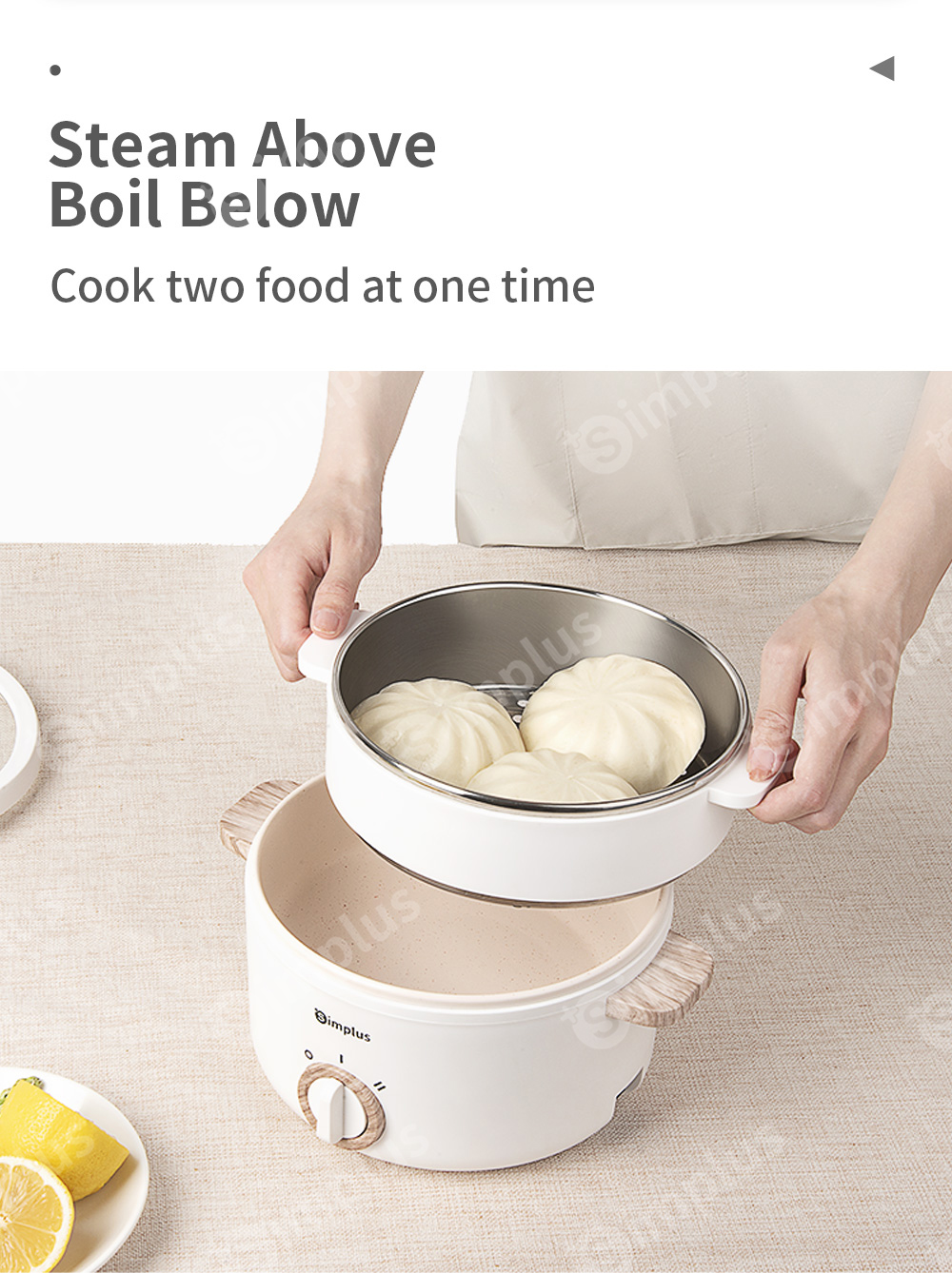 Simplus 2 In 1 Electric Cooker 1.5L/3L Stainless Steel/Plastic Steamer ...