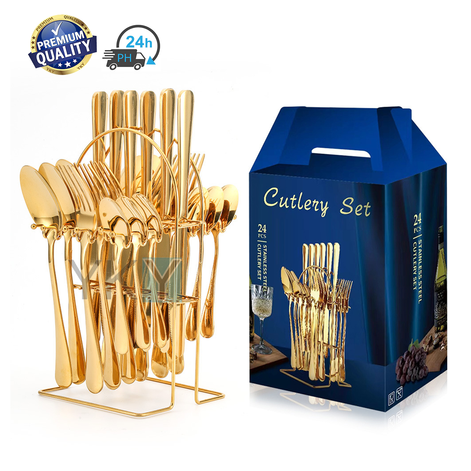 24pcs Cutlery Set Spoon and Fork Set Silver Kutsara Stainless ...