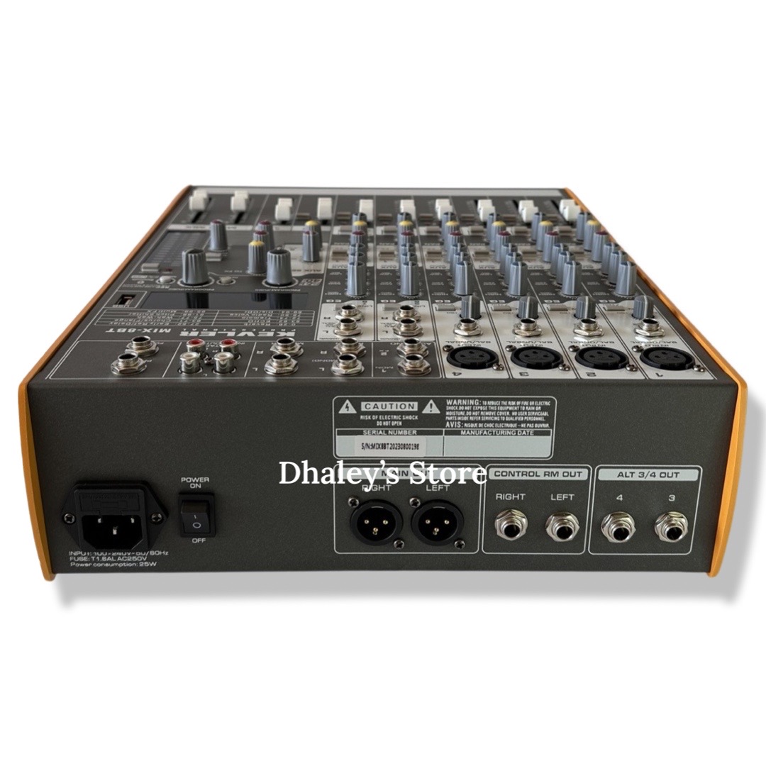 Kevler Professional MIX-8BT 8-Channel Mixer 4 Mic / Line 2 Aux Audio ...