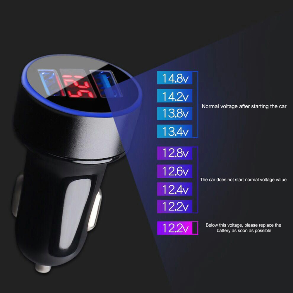 3.1A Dual USB Car Charger LED Volume Display Dual USB Port Universal ...