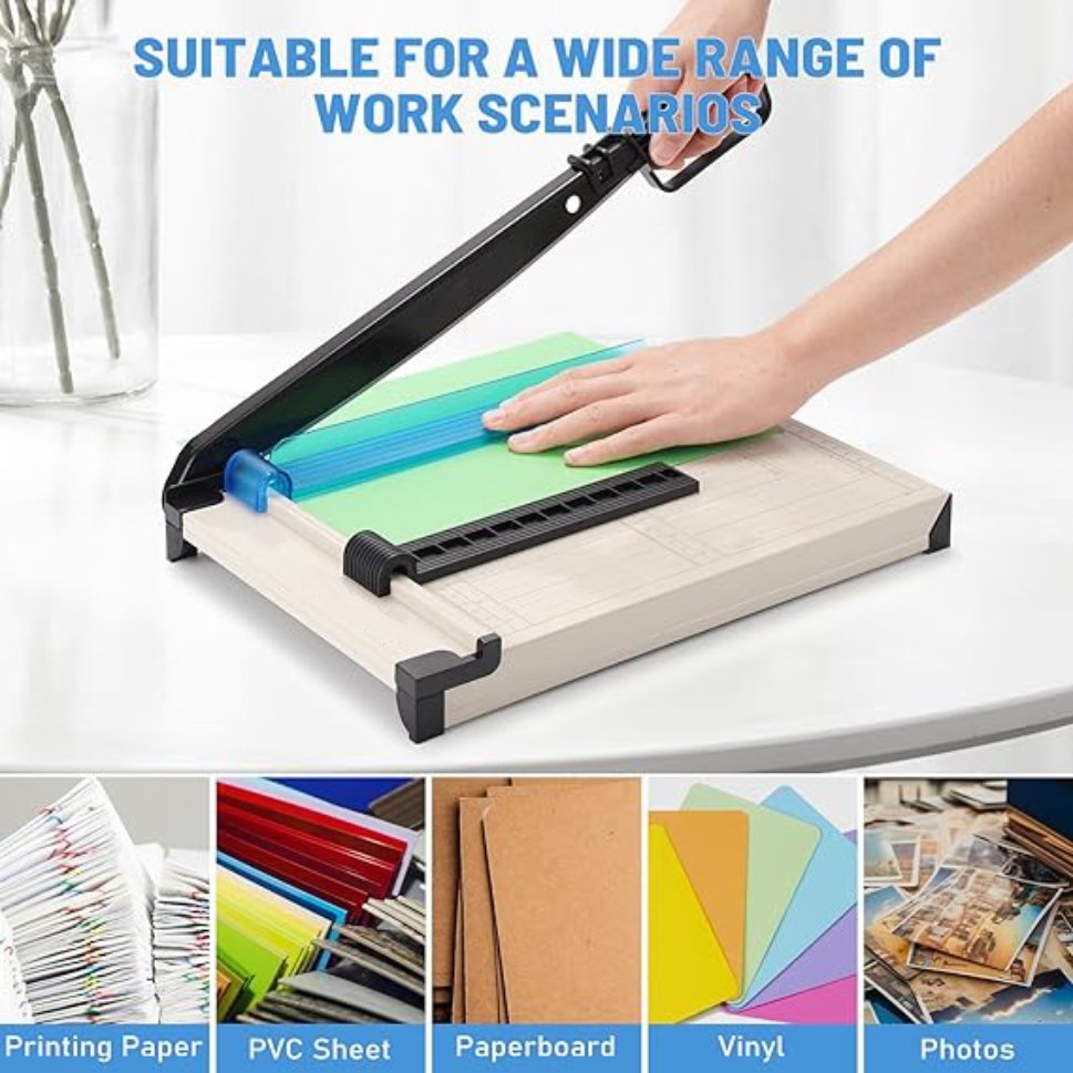Officom Paper Cutter A4 Size Wood | Metal Base Guillotine Paper Trimmer ...