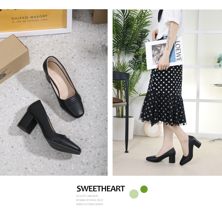「KAEVE」2 INCH square toe glossy leather heels for women KH-222 | Shopee ...