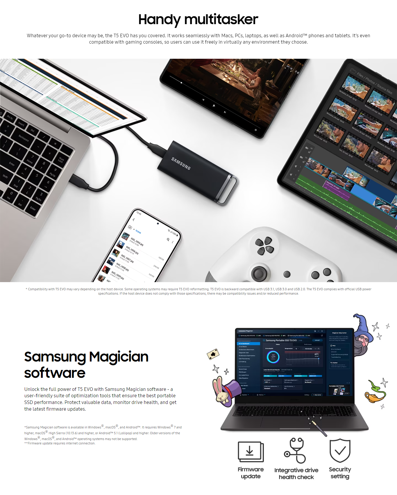 Samsung T5 EVO 2TB/4TB/8TB USB 3.2 Gen 1 Up to 460MB/s Transfer Speed Portable SSD Solid State ...