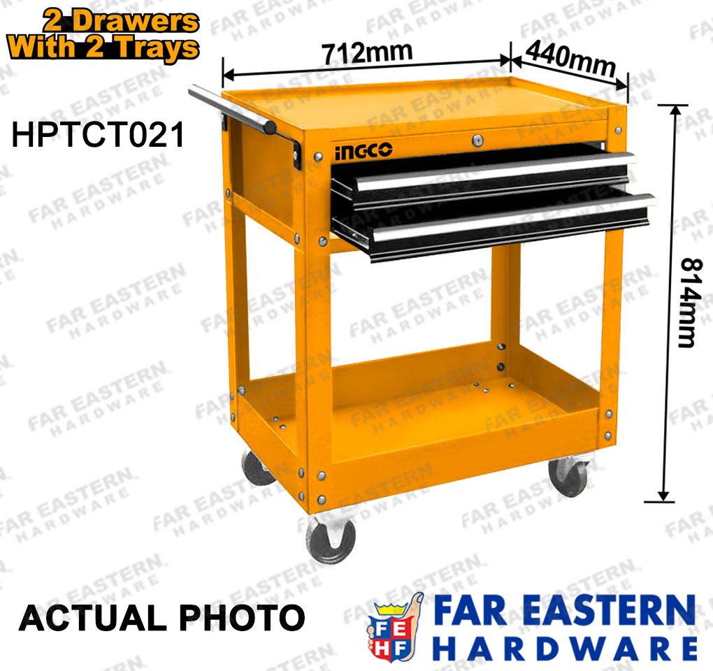 INGCO Tool Cart Organizer Storage Toolbox Drawer Trolley w/ Wheels 2 ...
