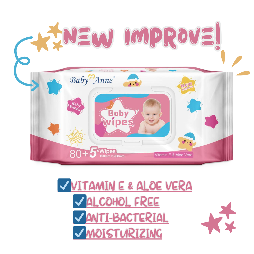 Little_Angel 1 PACK Baby Anne Wet Wipes 80+5 Sheets per pack | Shopee ...