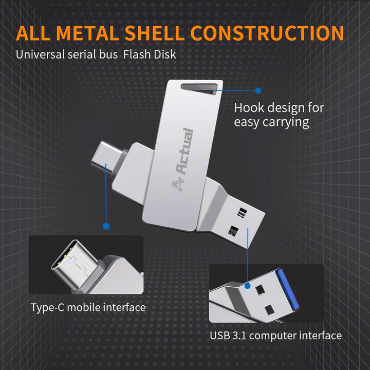 Actual Original OTG metal pendrive 128G 64G32G type-c usb dual pendrive ...