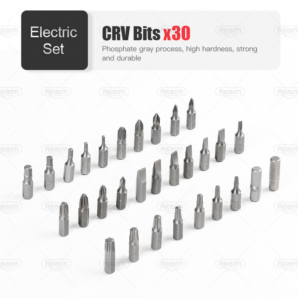 REAIM Cordless Screwdriver 48PCS Set DIY Electric Barena Drill Set ...