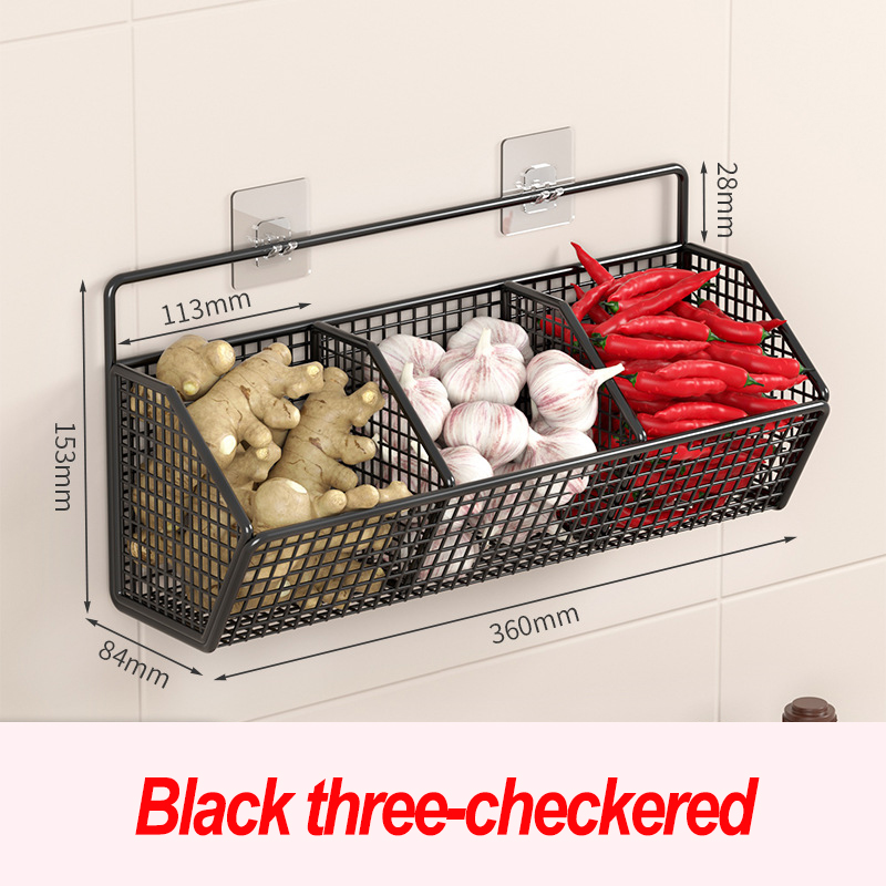 kitchen condiments organizer rack wall hanging seasoning storage onion ...