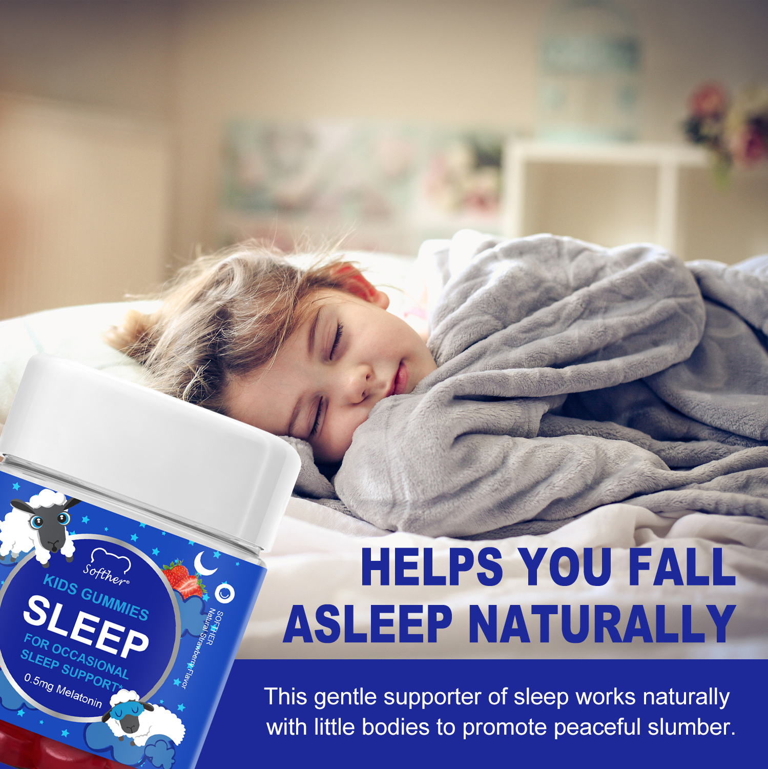 Softher Kids Melatonin Gummies Promote Improve Sleep Gummy Aid Relax ...