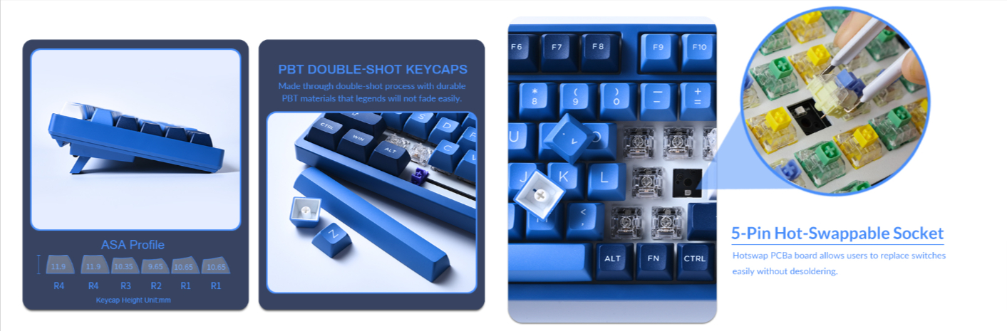 Akko Ocean Star 3098B Plus Multi-Mode Cherry North-Facing RGB Hot ...