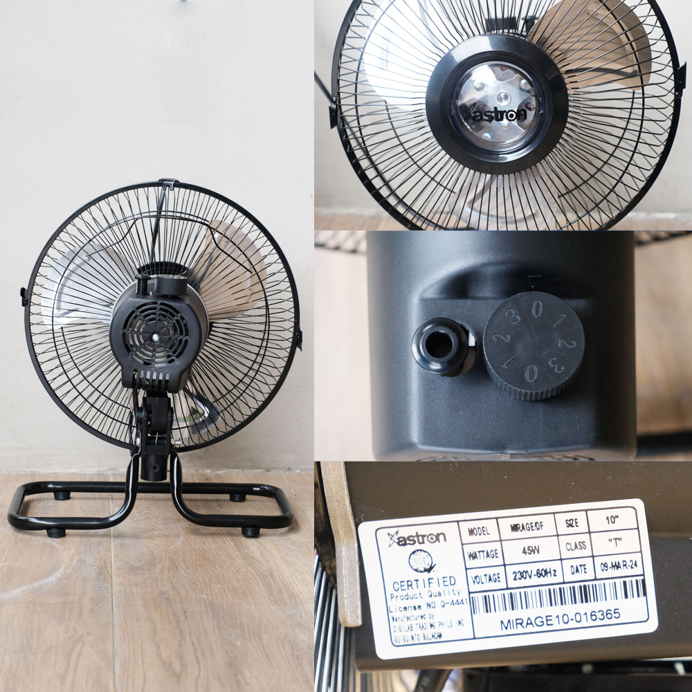 Astron MIRAGE 10" Industrial Floor Fan - Black | 45W | Metal Blade ...