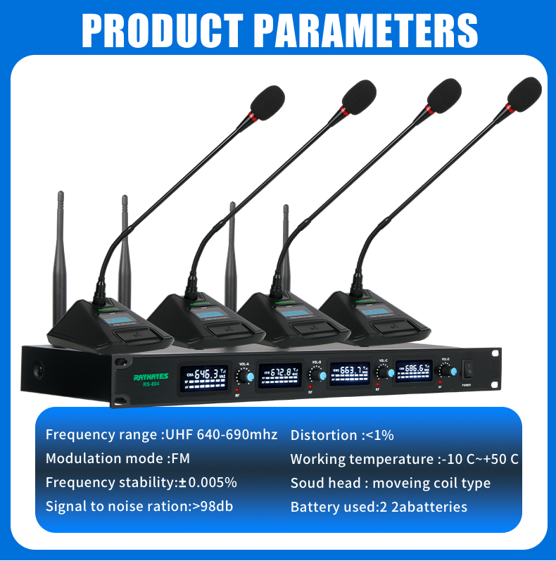 RAYHAYES Desktop Microphone 4 Channel Meeting Gooseneck Microphone For ...