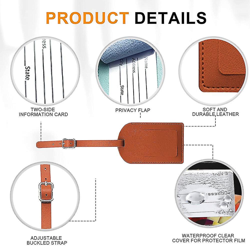 Luggage Tag Portable PU Leather Travel Airplane Check-in Travel ...