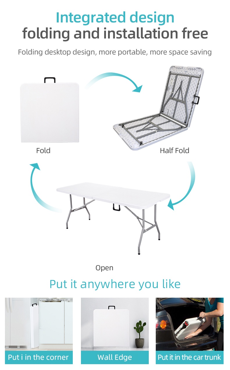 Folding Table 1.8M Foldable Table Portable Outdoor Folding Table Dining ...