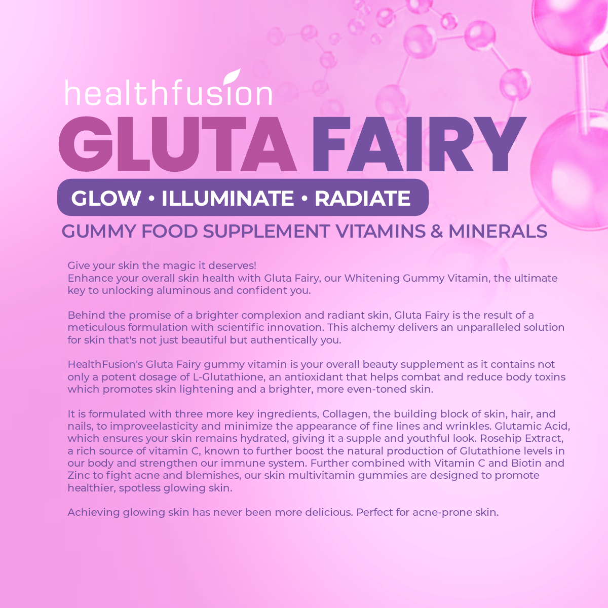 Health Fusion Gluta Fairy with Glutathione, Collagen, Glutamic Acid ...