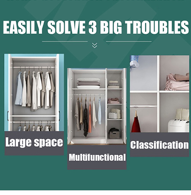 IKAE 3 Door Wood Wardrobe White Cabinet Bedroom Closet Megabox for ...