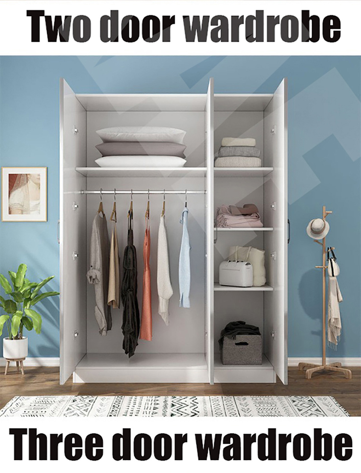 IKAE 3 Door Wood Wardrobe White Cabinet Bedroom Closet Megabox for ...