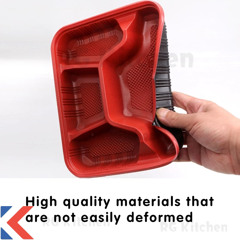 COD (25PCS) Red Bento Box With Back Cover 1/2/3/4/5 Grid Partition ...