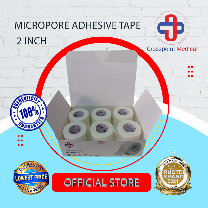 Crosspoint Micropore Adhesive Tape 2 Inch X 10YD , 5 CM X 9.14M 6 Pcs ...