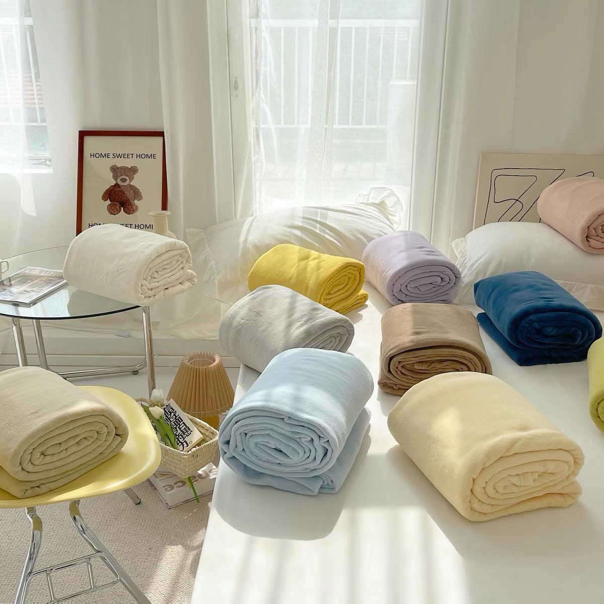 Korean Style Plain Microfiber Blanket 150x200cm, 180X200cm (DOUBLE AND ...