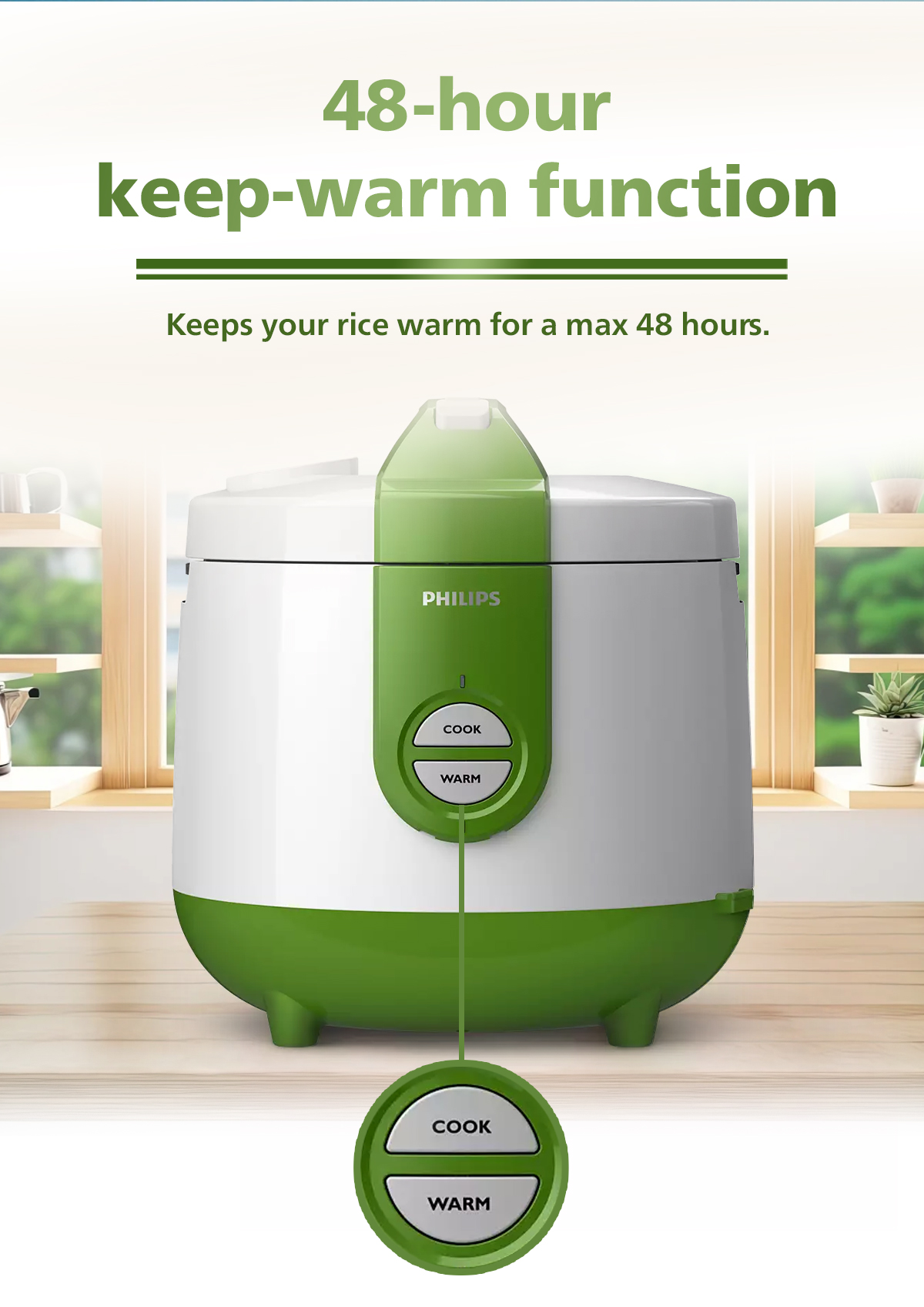 PHILIPS Mechanical Rice Cooker 2L - 7 Cups/14 Bowls 48 Hours Keep Warm ...