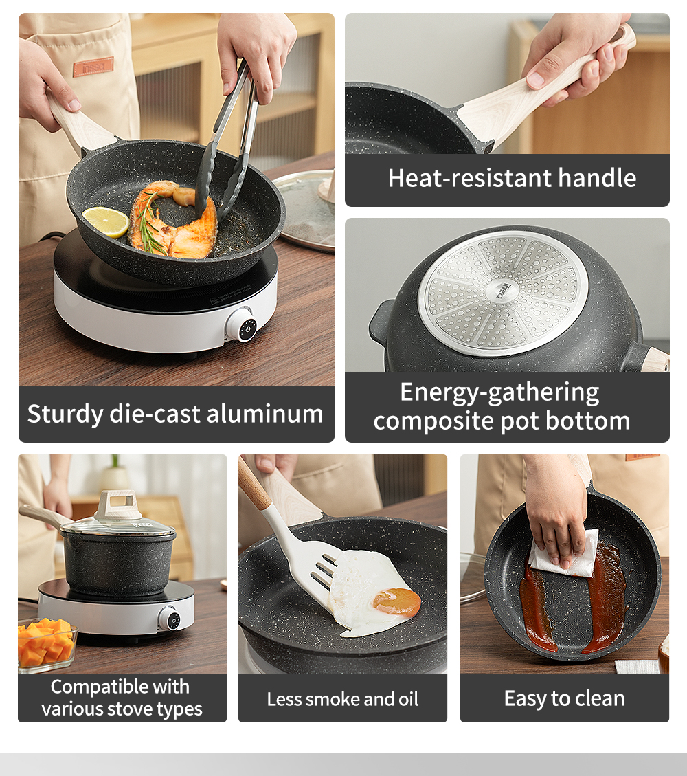 INSSA Maifan Stone Non-stick Pan Household Kitchenware Wok Pan Pot ...