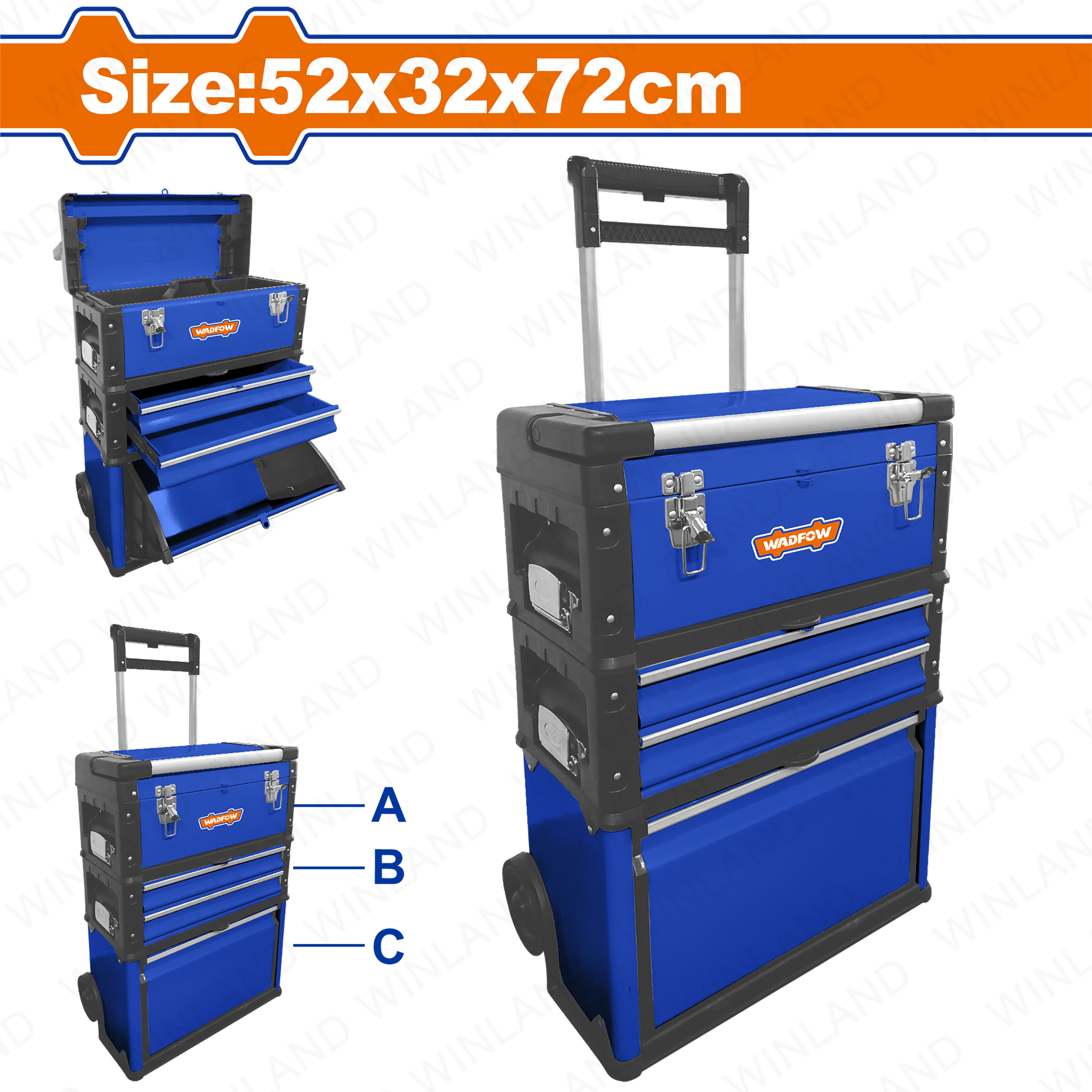 Wadfow by Winland Trolley Style Tool Box Overall size: 520 x 320 x ...