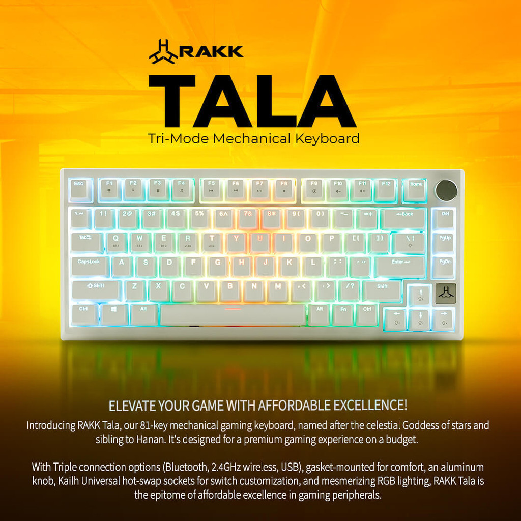 EasyPC| RAKK TALA 81 Keys Trimode wireless mechanical Keyboard| RGB ...