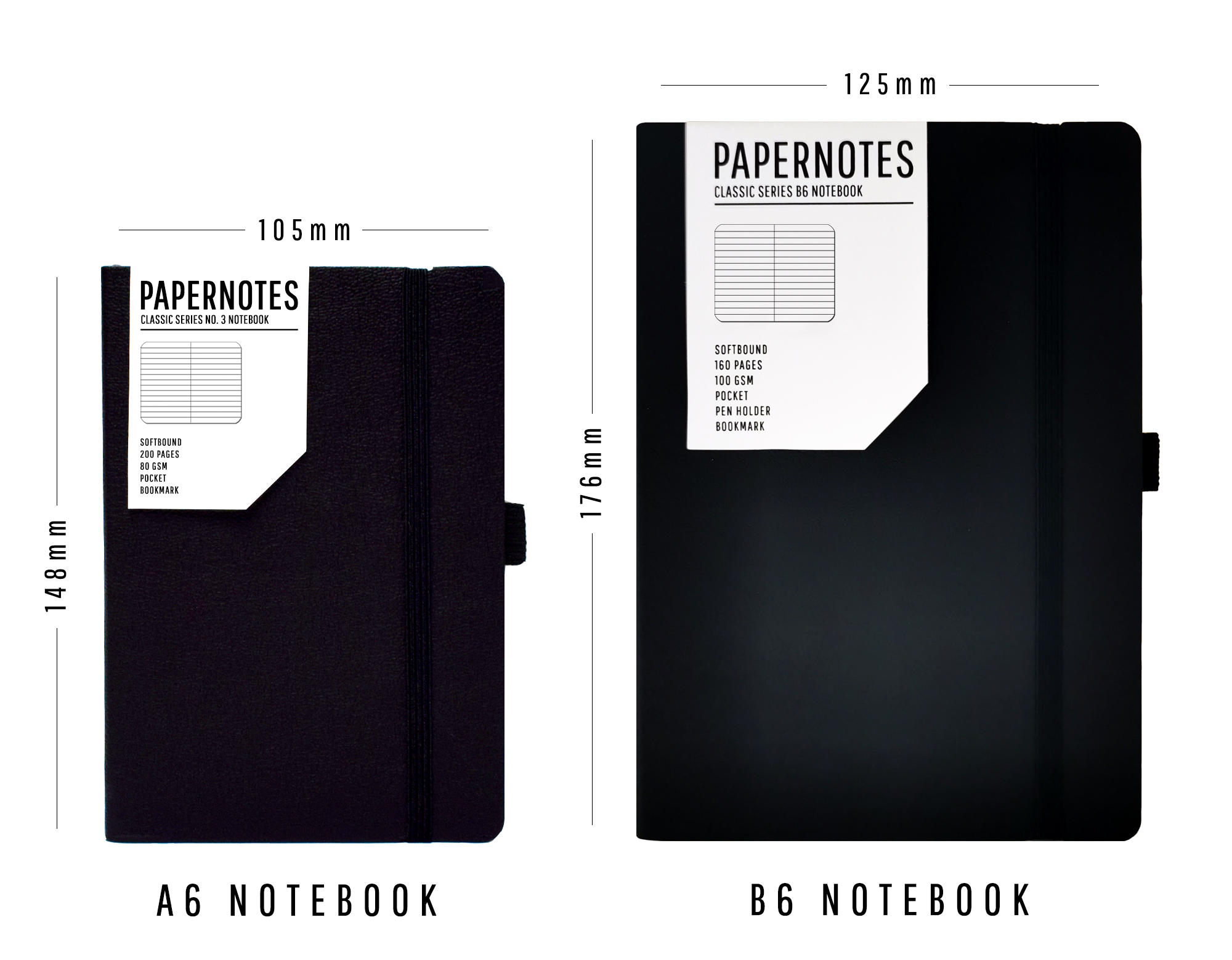 Papernotes Black Mini Notebook (A6 or B6) with Personalized Option ...