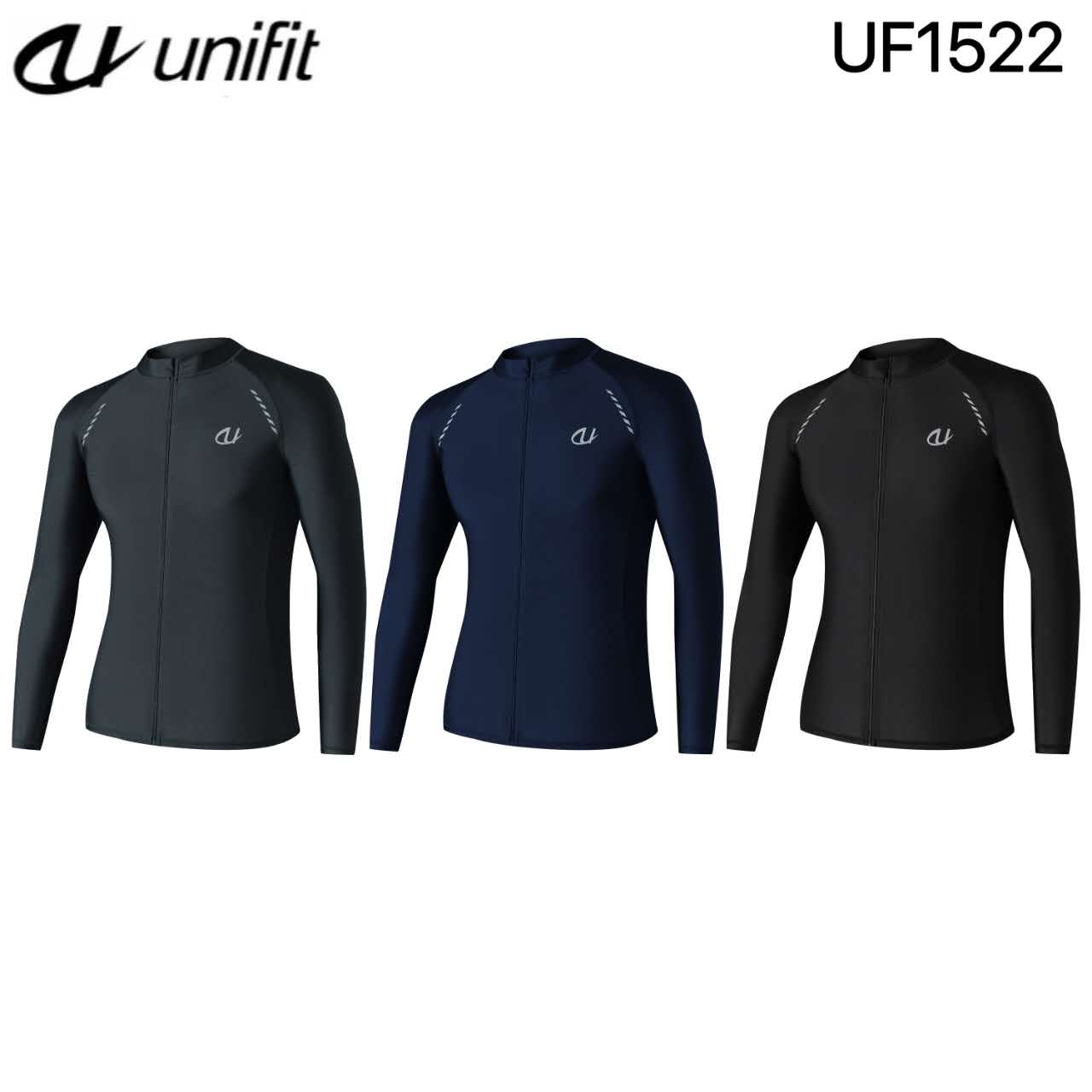 UNIFIT Men's Rash Guard Long Sleeve With Zip Up Swimsuit Swimwear ...