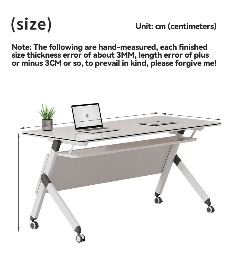 MC&HOME Folding Table Movable Study Desk 120CM with Wheels Office ...