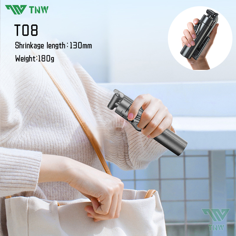 TNW T08 Selfie Stick Mini Tripod 3 in 1 Stand Holder with Bluetooth Remote Light For Outdoor ...