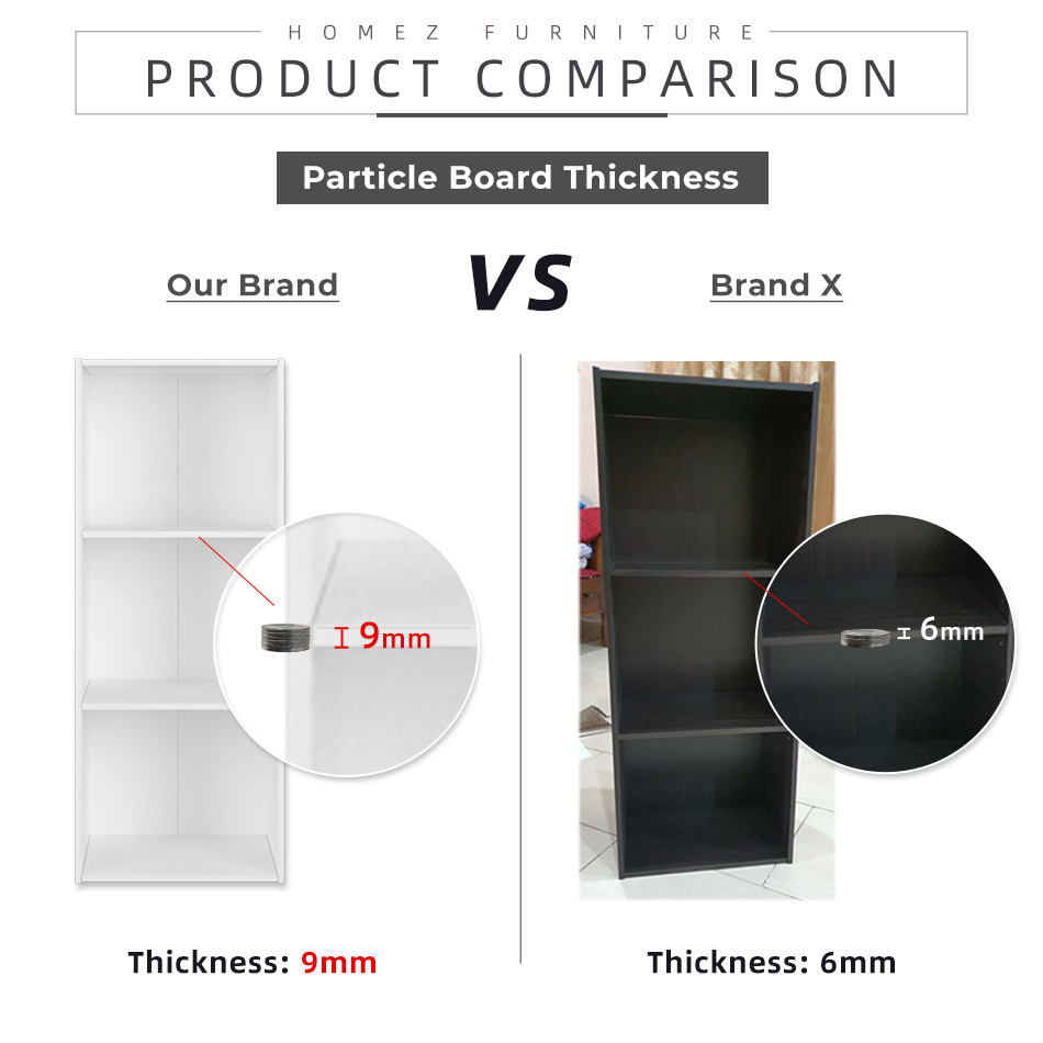 (Ready Stock) Homez 3 Tier Bookcase Wooden Cabinet Multi-Purpose ...