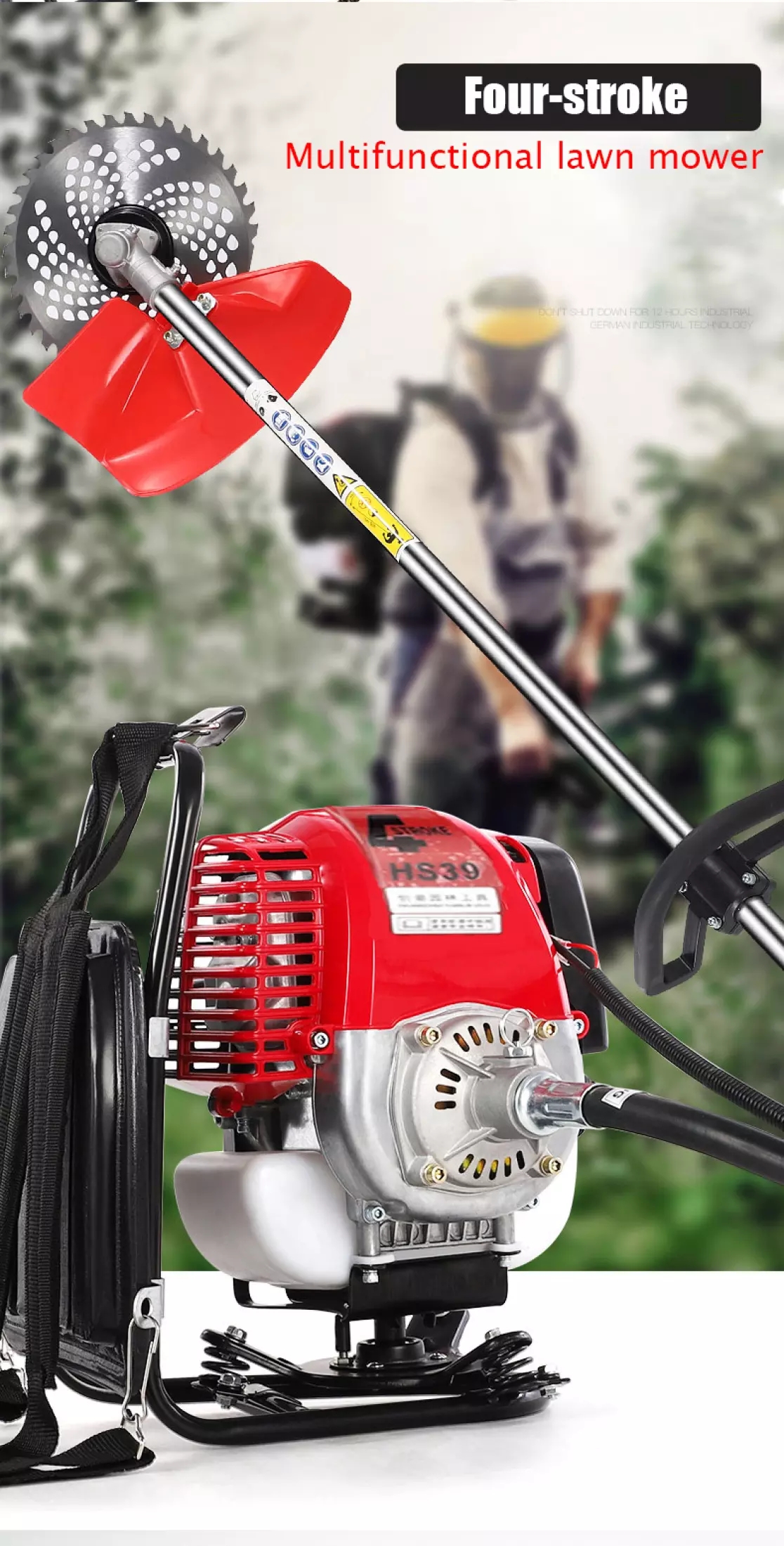 multi-function lawn mower Four-stroke backpack lawn mower 4 stroke ...