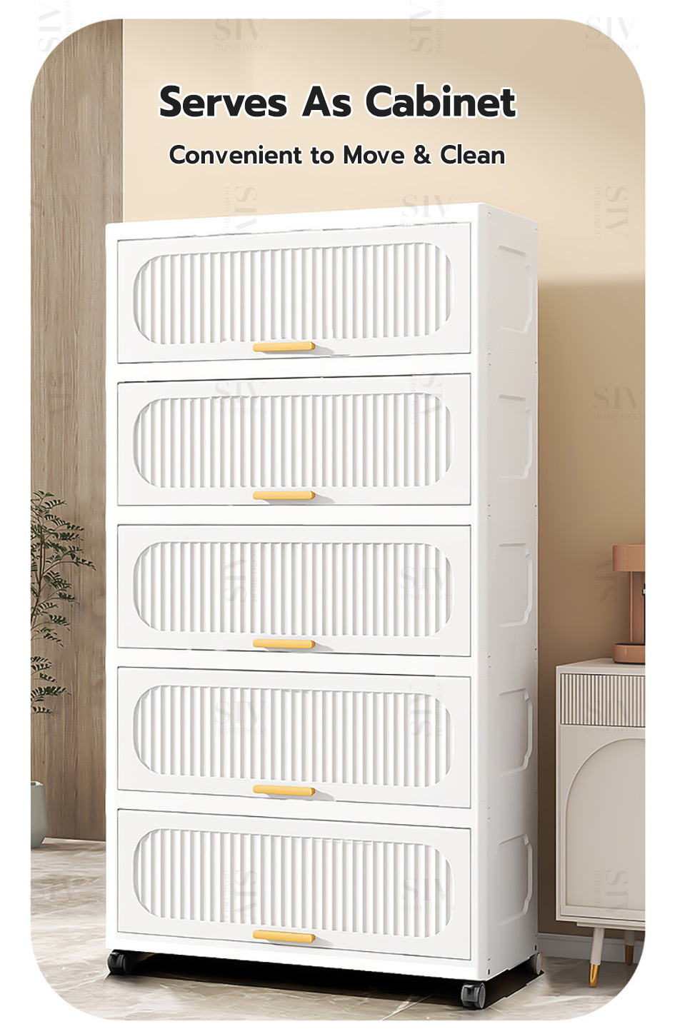 SIV 32-70cm Foldable Storage Cabinet With Flip Door Plastic Storage Box ...