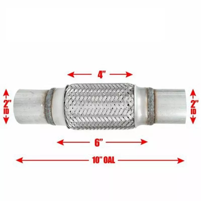 Exhaust Flex Pipe Stainless Steel Double Braid 2 X 6 Inch with Ends 10 ...