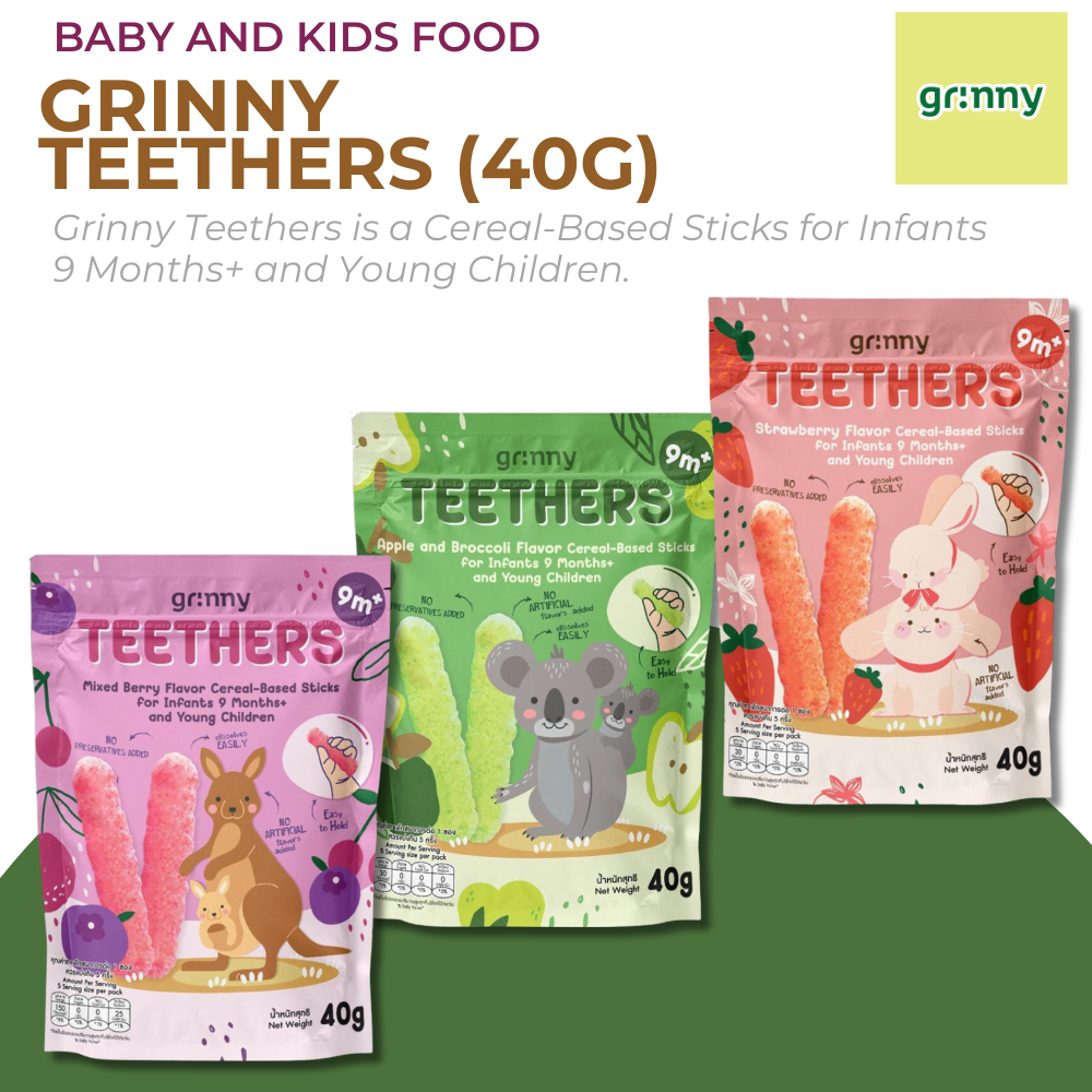 Grinny Multigrain Teething Stick 40g - Apple & Broccoli - Mixed Berries ...