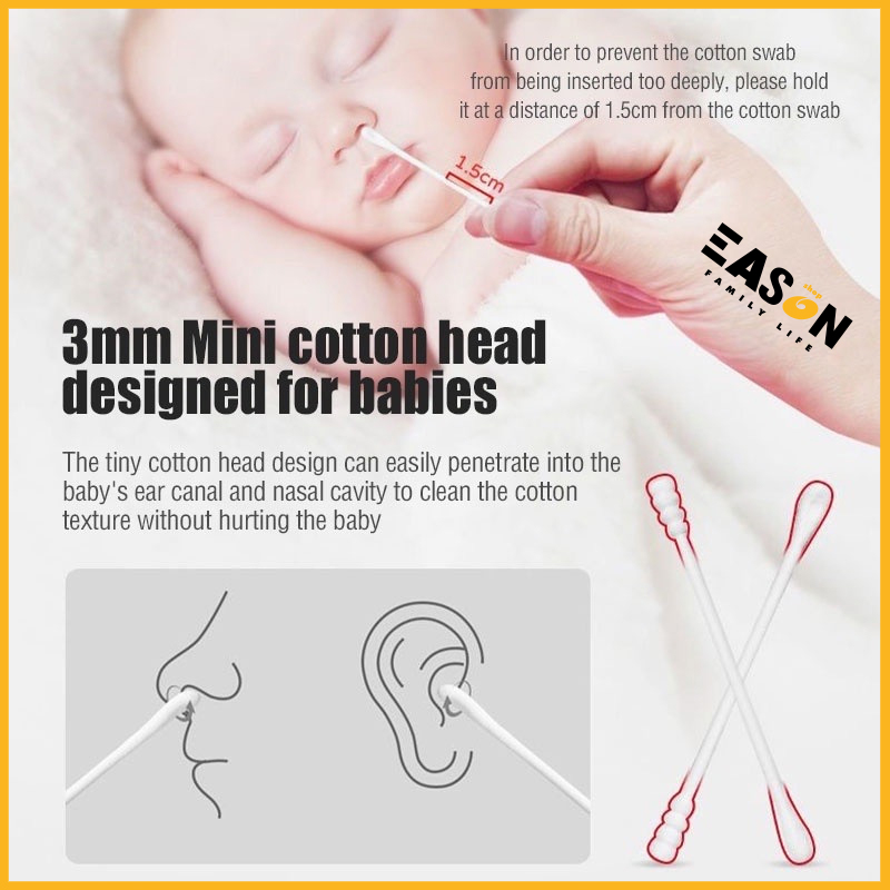 EasonShop COD 3IN1 Cotton Swab w Case for Kids Baby Adult (for ears ...